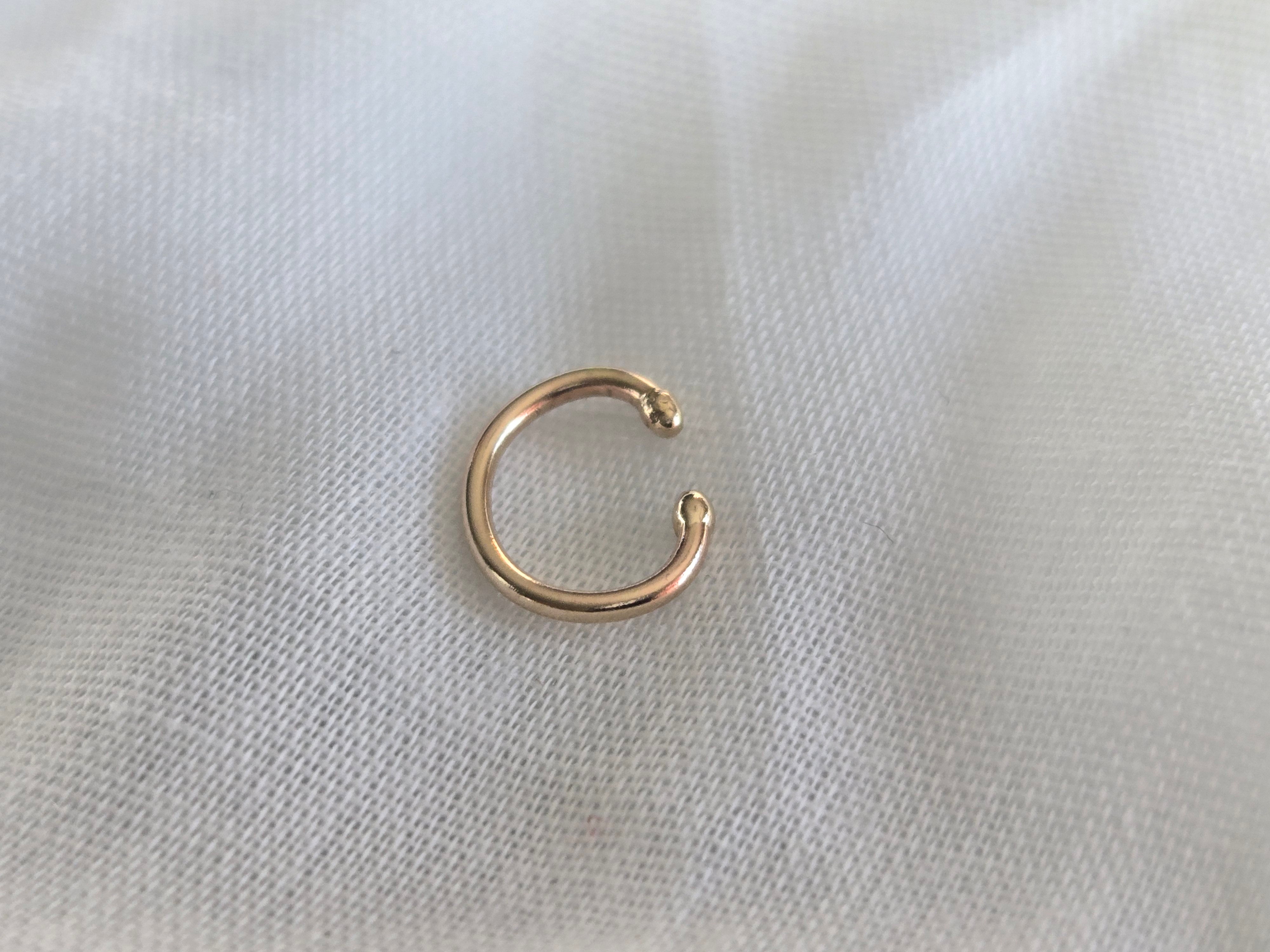 Single Band Ear Cuff with Bone Tips in 14K Solid Gold - No Piercing Re ...